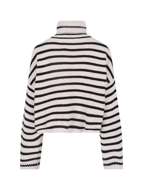 LISA YANG Cashmere Sweater With High Neck And Striped Pattern - Gray