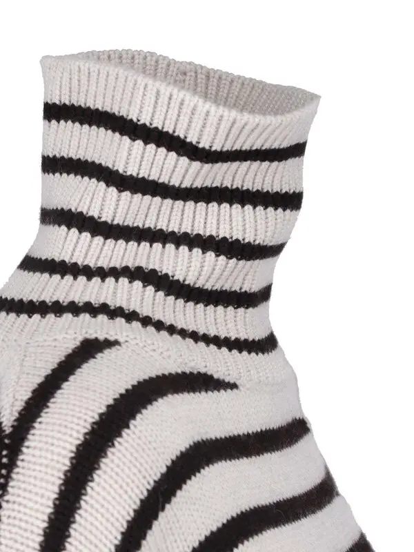 LISA YANG Cashmere Sweater With High Neck And Striped Pattern - Gray