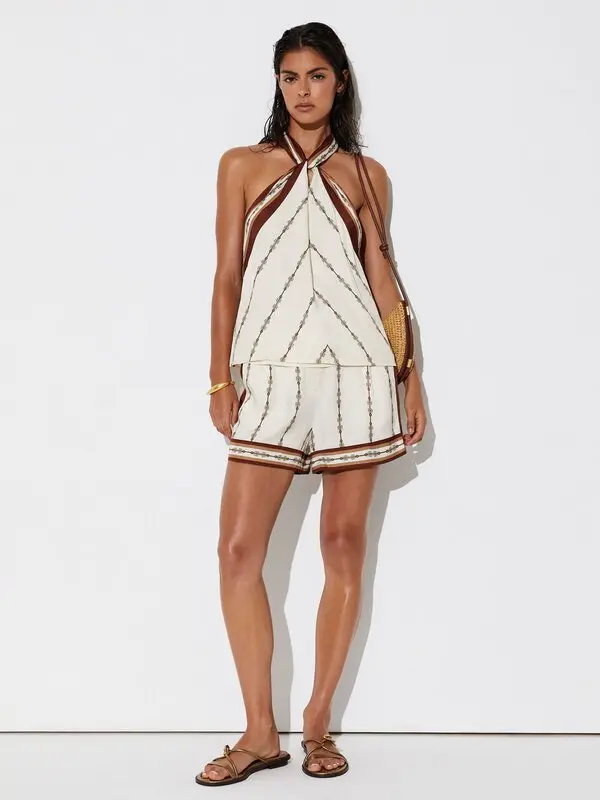REISS Jayce Chain-print Halterneck Top