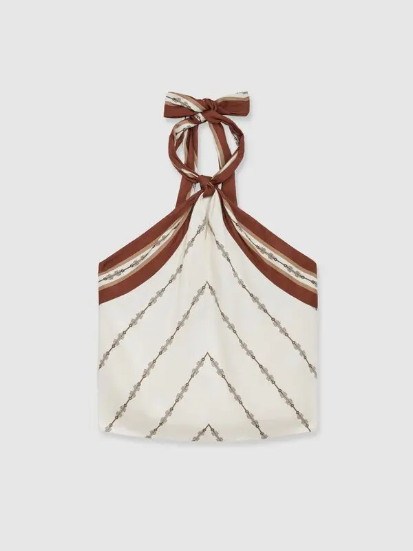 REISS Jayce Chain-print Halterneck Top
