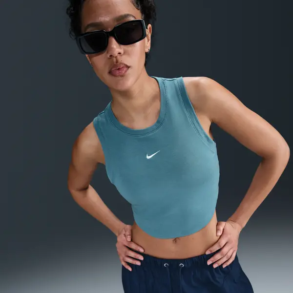 Nike Sportswear Chill Knit Tight Cropped Mini-rib Tank Top - Blue