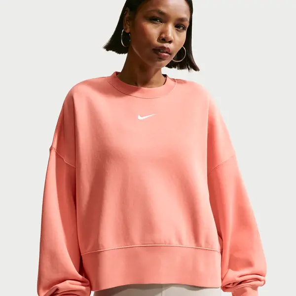 Nike Collection Essentials Oversized Fleece Crew Sweatshirt - Orange