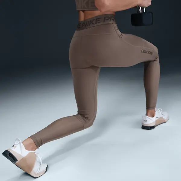 Nike Pro Mid-rise Full-length Mesh-paneled Leggings