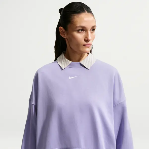 Nike Collection Essentials Oversized Fleece Crew Sweatshirt - Purple