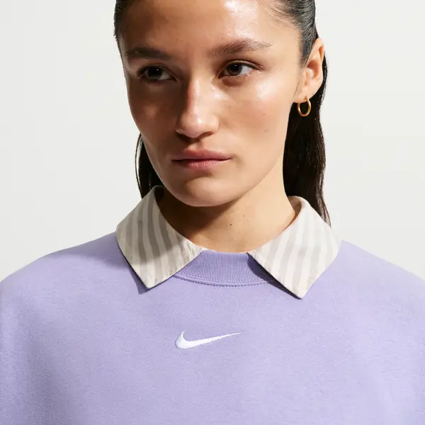 Nike Collection Essentials Oversized Fleece Crew Sweatshirt - Purple