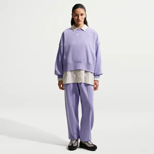 Nike Collection Essentials Oversized Fleece Crew Sweatshirt - Purple