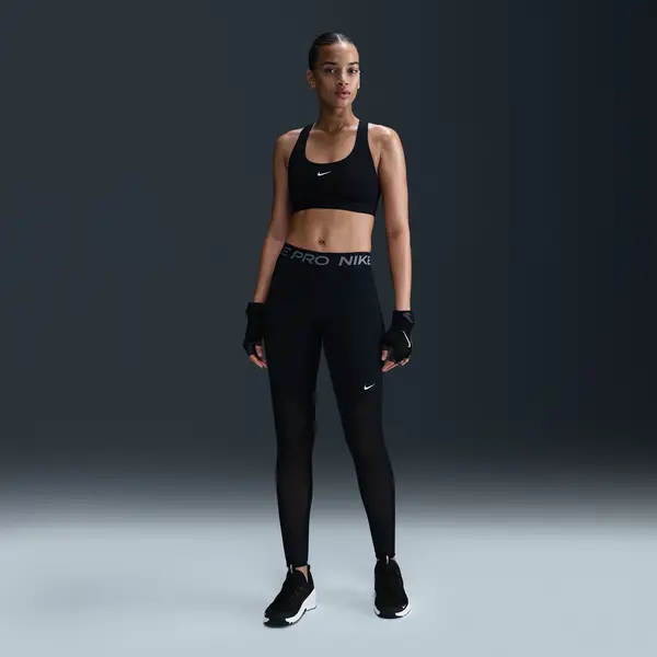 Nike Pro Mid-rise Full-length Mesh-paneled Leggings - Black