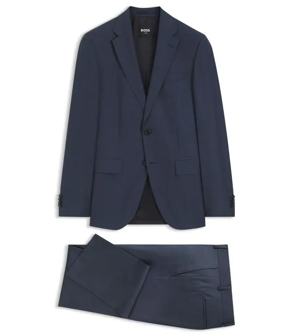 BOSS Two-piece Regular-fit Suit In Patterned Virgin Wool