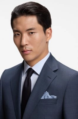 BOSS Two-piece Regular-fit Suit In Patterned Virgin Wool