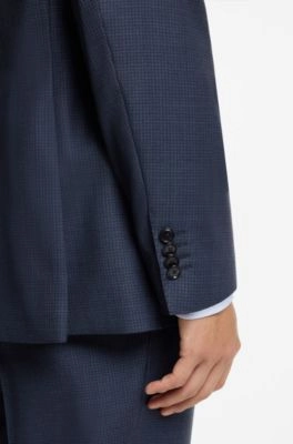 BOSS Two-piece Regular-fit Suit In Patterned Virgin Wool