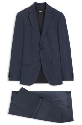 BOSS Two-piece Regular-fit Suit In Patterned Virgin Wool