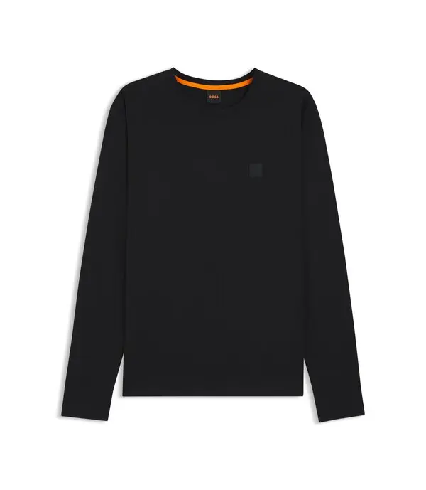 BOSS Long-sleeve Cotton T-shirt With Logo Patch