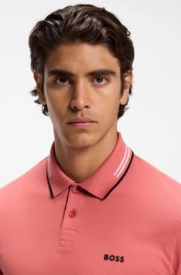 BOSS Slim-fit Polo Shirt With Contrast-stripe Details