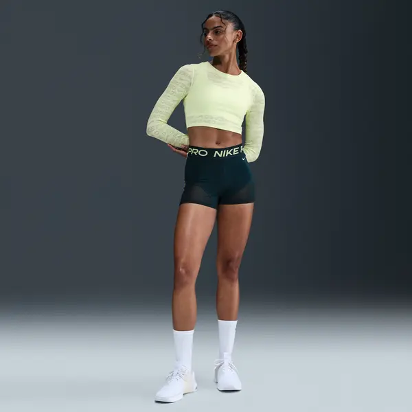 Nike Pro Mid-rise 3" Mesh-paneled Biker Shorts - Blue