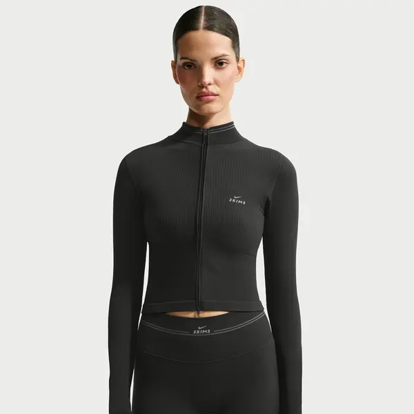 Nike Skims Ribbed Seamless Cropped Full-zip Jacket