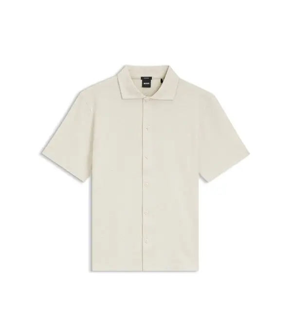 BOSS Button-through Polo Shirt In Mercerized Cotton