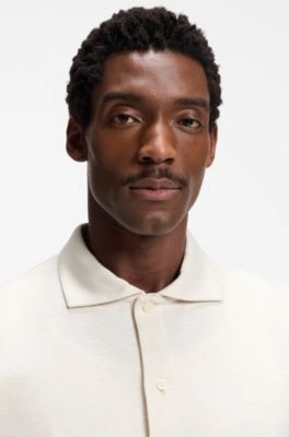 BOSS Button-through Polo Shirt In Mercerized Cotton