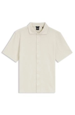 BOSS Button-through Polo Shirt In Mercerized Cotton