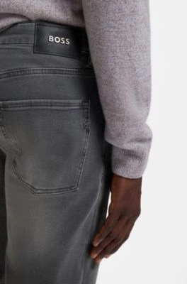 BOSS Maine Regular-fit Jeans In Black Stretch Denim