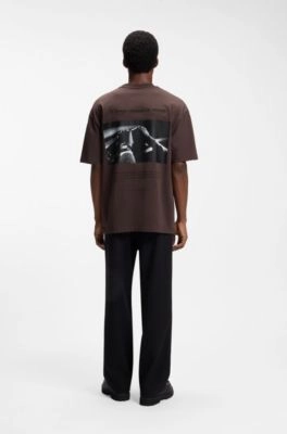 Hugo Oversized-fit Cotton T-shirt With Mixed Branding