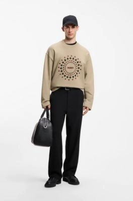 Hugo Relaxed-fit Sweatshirt With Embroidered Artwork On The Chest