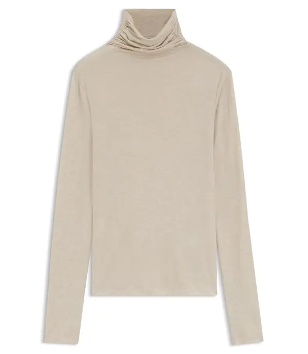BOSS Draped Funnel-neck Wool Blend Top