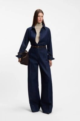 BOSS Draped Funnel-neck Wool Blend Top