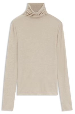 BOSS Draped Funnel-neck Wool Blend Top