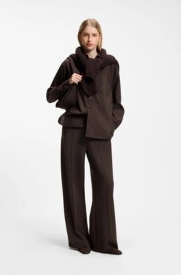 BOSS Wide-leg Relaxed-fit Pants With Embroidered Double B Logo