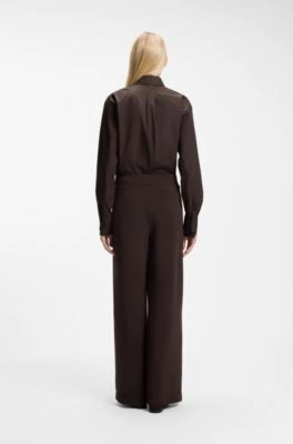BOSS Wide-leg Relaxed-fit Pants With Embroidered Double B Logo