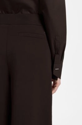 BOSS Wide-leg Relaxed-fit Pants With Embroidered Double B Logo