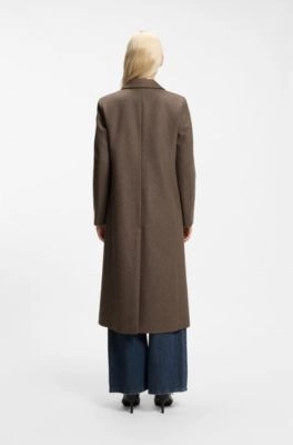 Hugo Relaxed Fit Long Formal Coat With Monogram Rivet