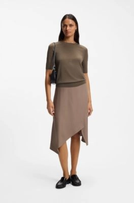 BOSS Slim-fit Short-sleeved Sweater In Superfine Merino Wool