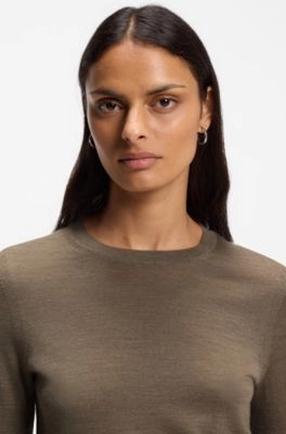 BOSS Slim-fit Short-sleeved Sweater In Superfine Merino Wool