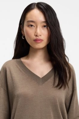 BOSS V-neck Sweater In Merino Wool