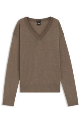 BOSS V-neck Sweater In Merino Wool