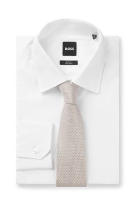 BOSS Wool Jacquard Micro Pattern Neck Tie - Dark Brown