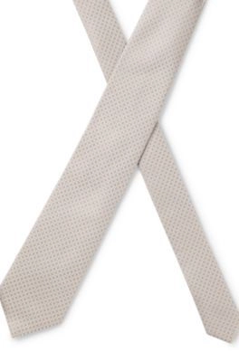 BOSS Wool Jacquard Micro Pattern Neck Tie - Dark Brown