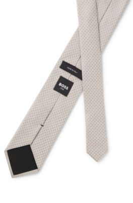 BOSS Wool Jacquard Micro Pattern Neck Tie - Dark Brown