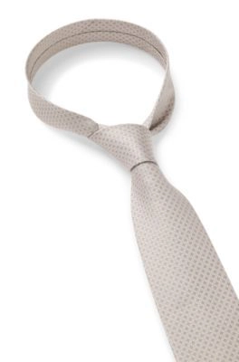 BOSS Wool Jacquard Micro Pattern Neck Tie - Dark Brown