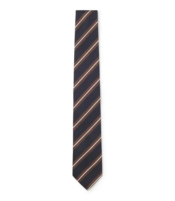 BOSS Silk-blend Tie With Diagonal Stripes