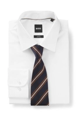 BOSS Silk-blend Tie With Diagonal Stripes