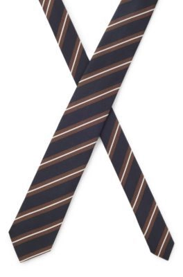 BOSS Silk-blend Tie With Diagonal Stripes
