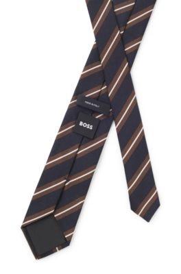 BOSS Silk-blend Tie With Diagonal Stripes