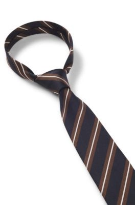 BOSS Silk-blend Tie With Diagonal Stripes