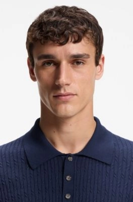 BOSS Cable-knit Polo Sweater In Cotton And Cashmere
