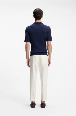 BOSS Cable-knit Polo Sweater In Cotton And Cashmere