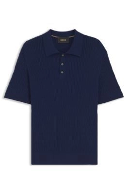 BOSS Cable-knit Polo Sweater In Cotton And Cashmere