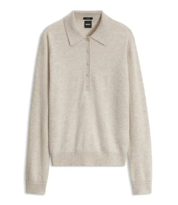 BOSS Pure Cashmere Polo Sweater - Beige