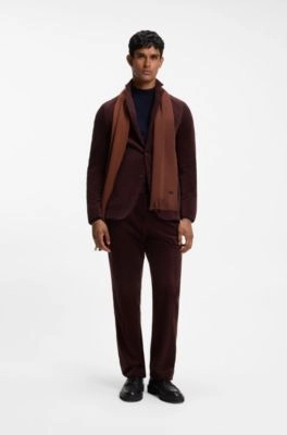 BOSS Knit Scarf In Virgin Wool With Logo Detail